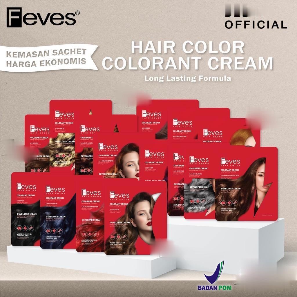 Jual FEVES Hair Color Pewarna Rambut 30 ML Cat Rambut / Semir Rambut ...