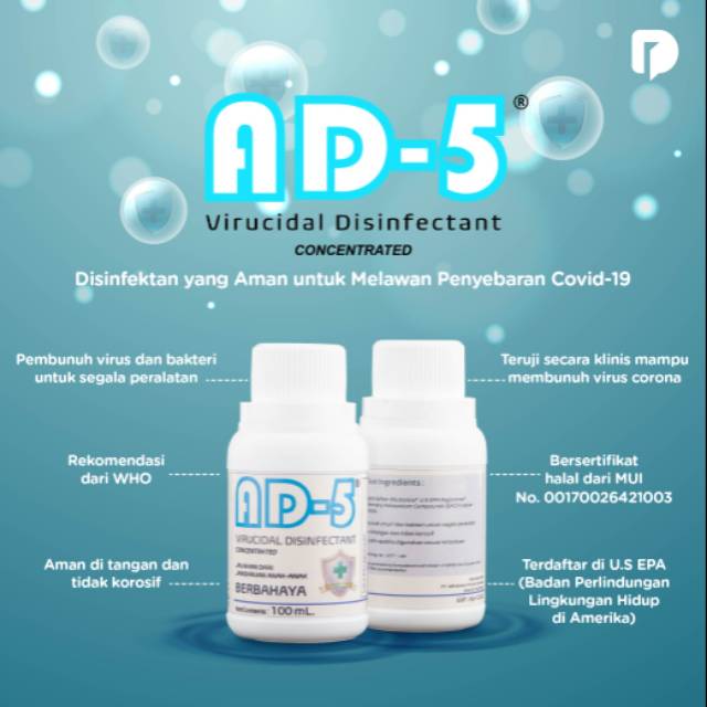 Jual Cairan Disinfektan / AD-5 Virucidal Disinfectant Concentrated 100 ...