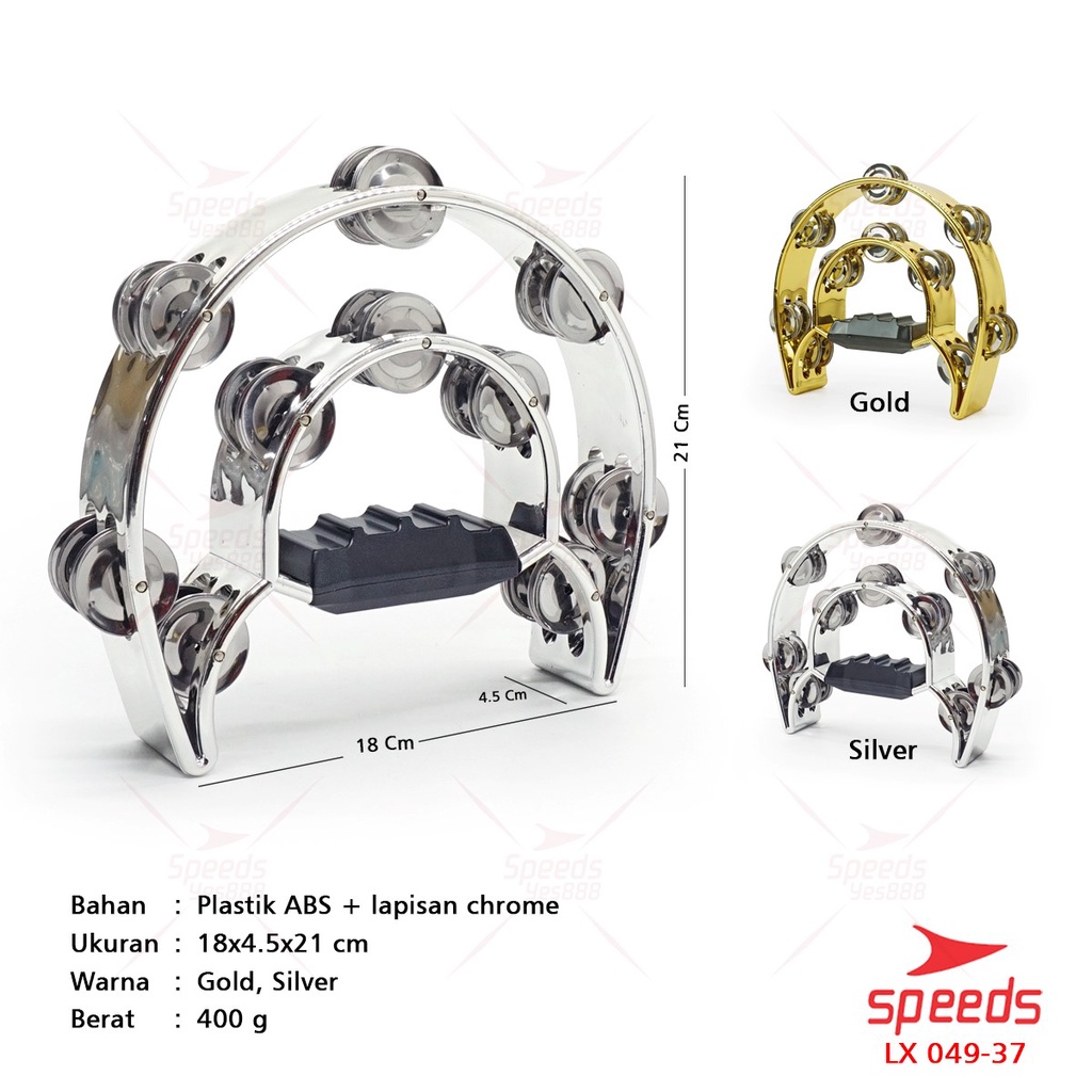 Jual SPEEDS Alat Musik Tamborin Tambourine Double Bingkai Perkusi 40 ...