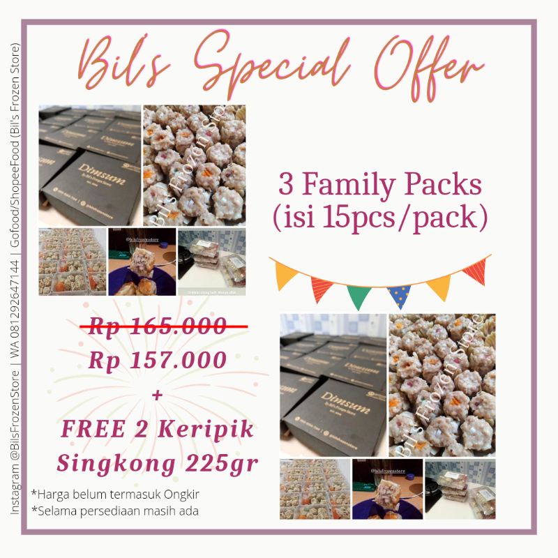 Jual PAKET HEMAT 3 Dimsum Family Packs isi 15 pcs/pack | Shopee Indonesia