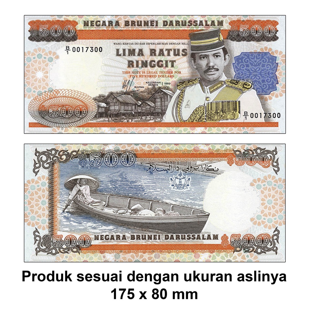 Jual Uang Kuno 500 Ringgit Brunei tahun 1989 Souvenir replika repro ...