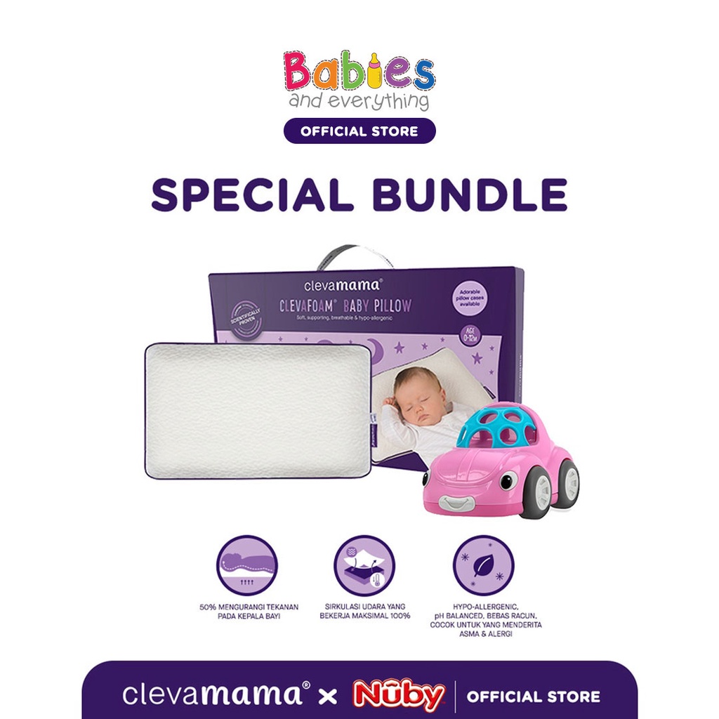 Jual Clevamama Baby Pillow Bundle Nuby Play Pals Rattle (Bugcar ...