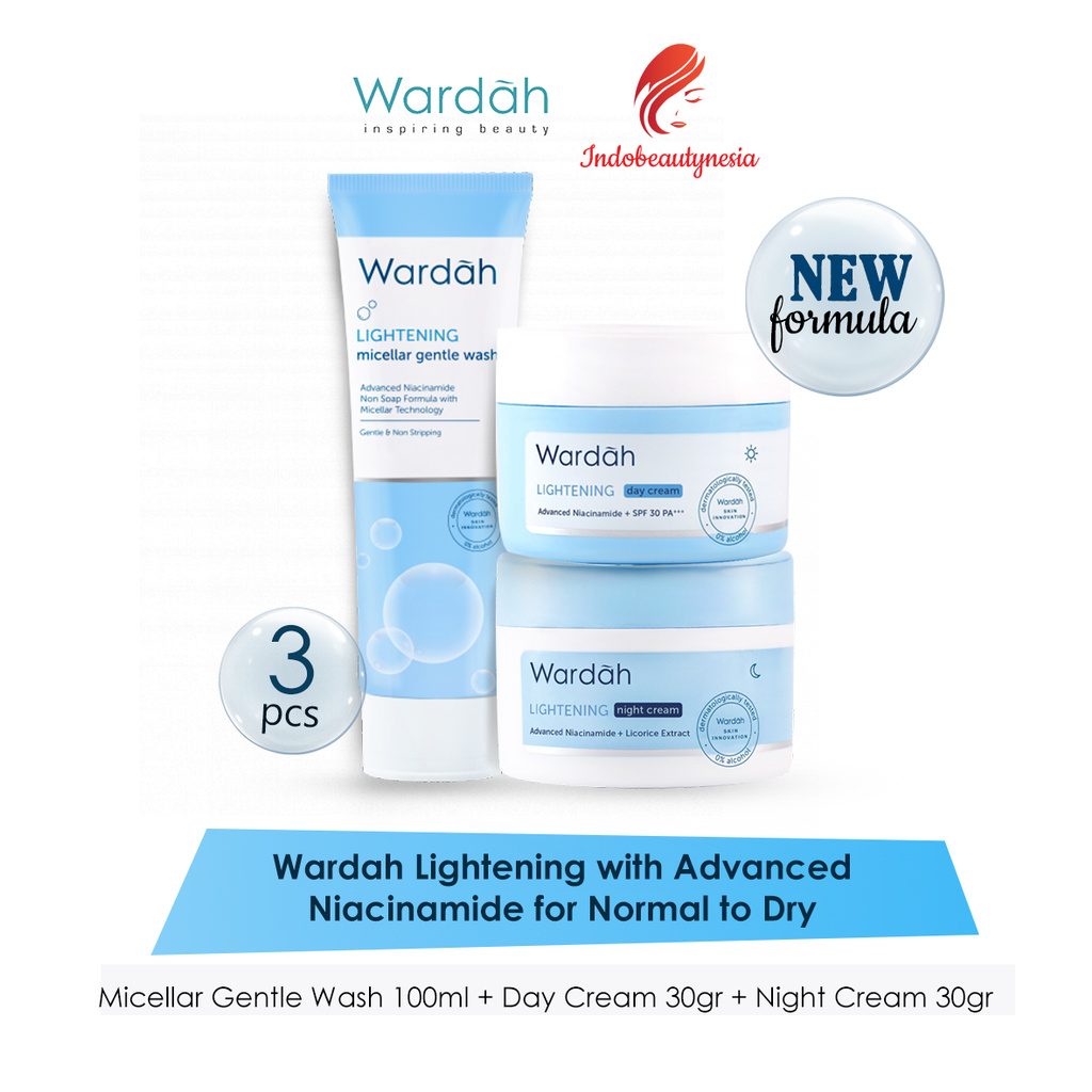Jual Paket Wardah Lightening Kulit Normal to Dry / Kering ukuran Besar ...