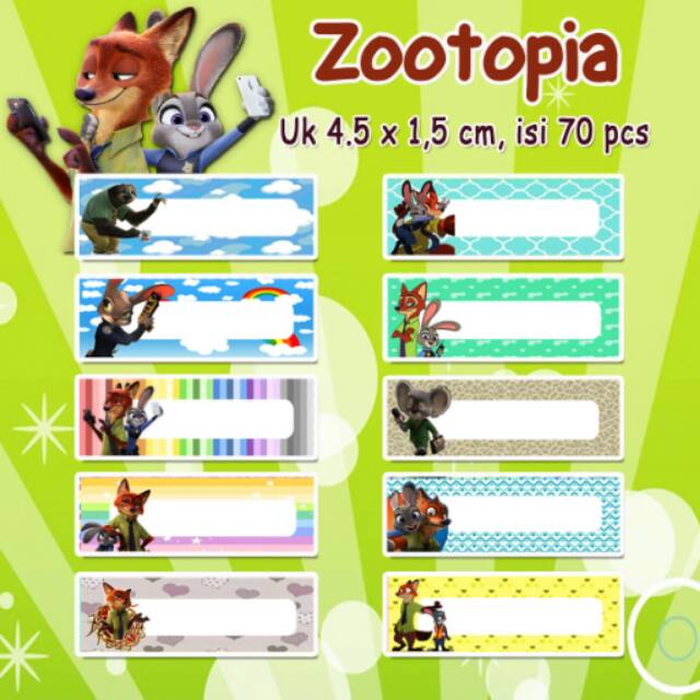 Jual Stiker label nama tipe CB/CK Zootopia | Shopee Indonesia
