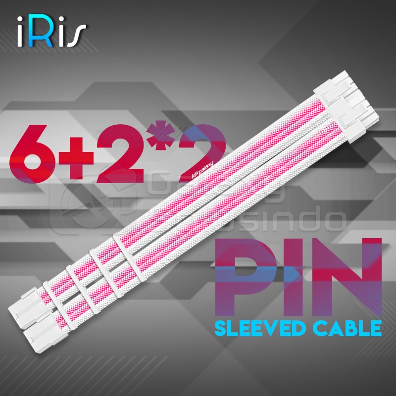 Jual iRis ATX 6+2 Pin 8 Pin X2 Bridged Extension Sleeved Cable - White ...