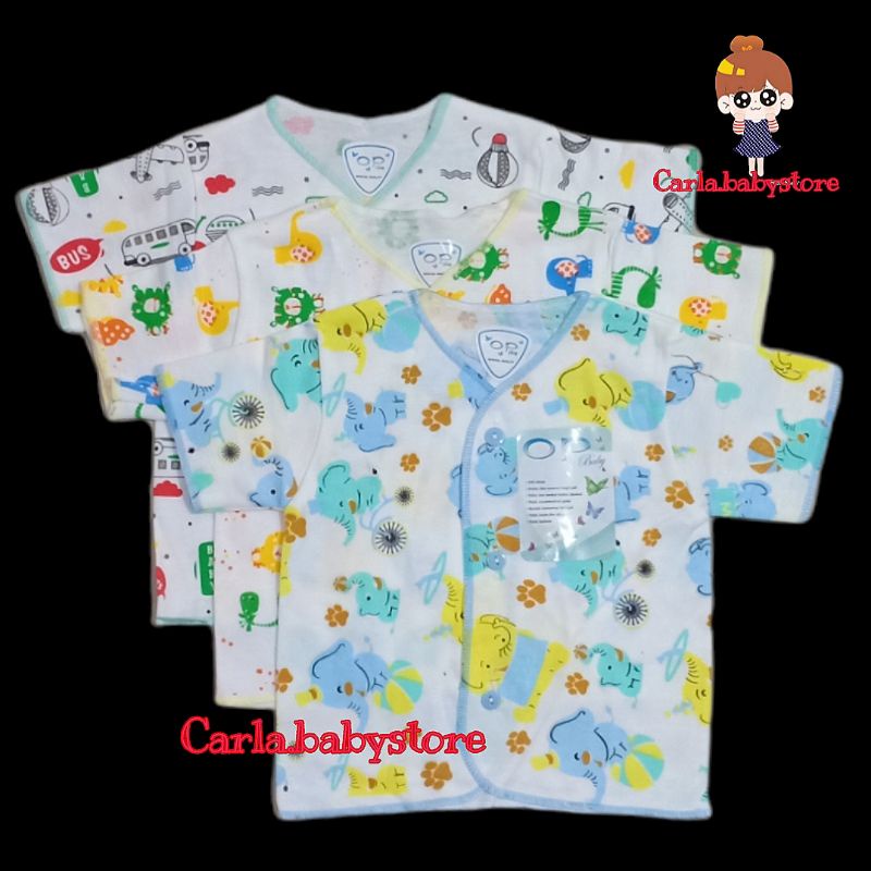 Jual 3pc-baju pendek bayi OP BABY MOTIF / BAJU BAYI NEW BORN/ BAJU BAYI ...