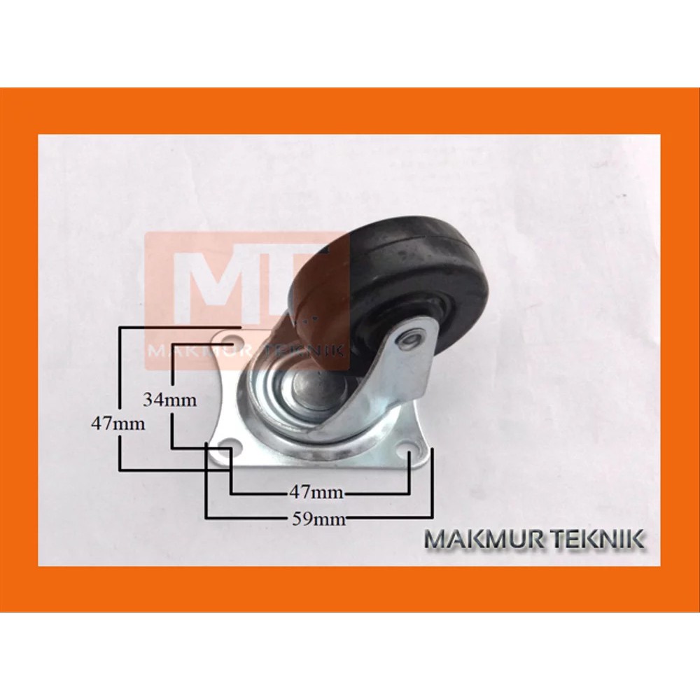 Jual Roda Caster Roda Troli Roda Karet 2 inch Hidup RODA HITAM | Shopee ...