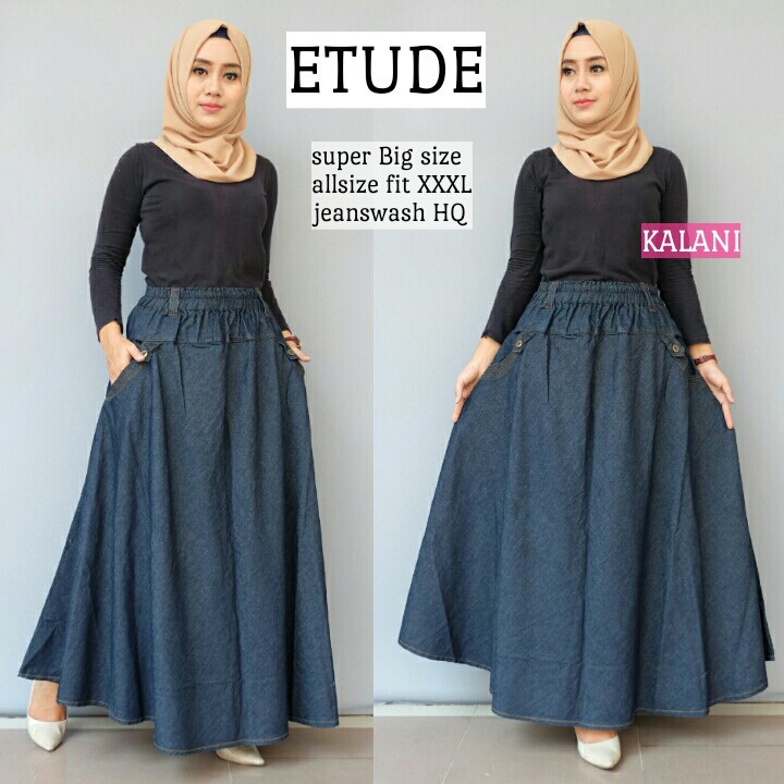 Jual ROK JEANS WANITA ETUDE | ROK JEANS PAYUNG | ROK KLOK | BIG JUMBO ...