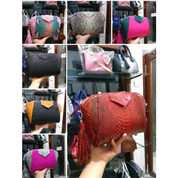 Jual Tas Kulit ular Poch given original phyton | Shopee Indonesia