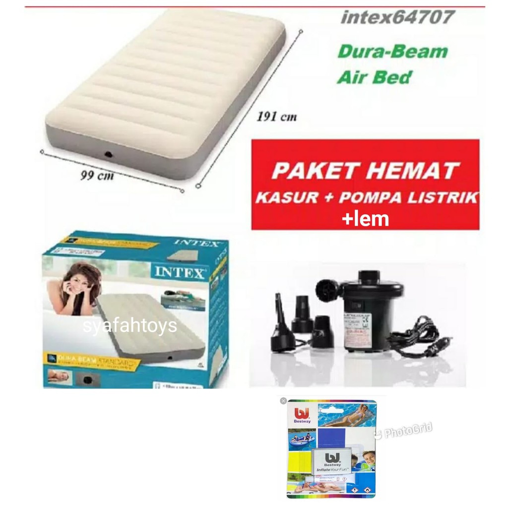 Jual PAKET Kasur Angin HIGH QUALITY INTEX DURA BEAM TWIN + POMPA ...