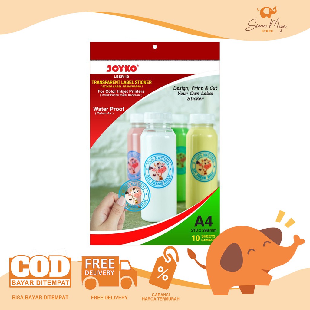 Jual Joyko Kertas Sticker Label Transparan LBSR-10 Transparent ...