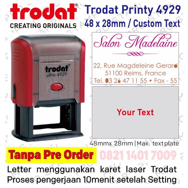 Jual Stempel Custom Otomatis + Tanggal Trodat 4729 (Ukuran 48x28mm ...