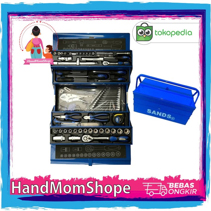 Jual IOP |SANDS Tool Kit Set Premium Quality 91 Pcs With Metal Case ...