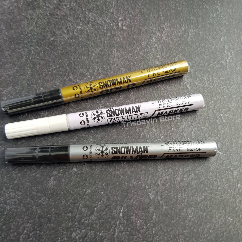 Jual Spidol marker permanent kecil Snowman warna emas perak dan putih ...