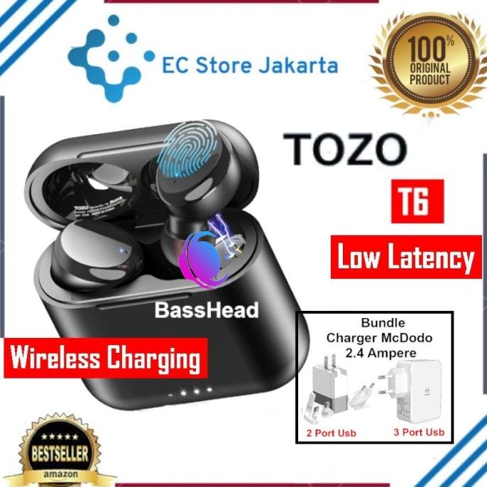 Jual Tozo T6 TWS Wireless Earbuds Bluetooth Earphone Wireless Charging ...