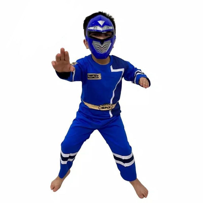 Jual TERBARU...SETELAN KOSTUM POWER RANGER BIRU ANAK LAKI-LAKI / BAJU ...