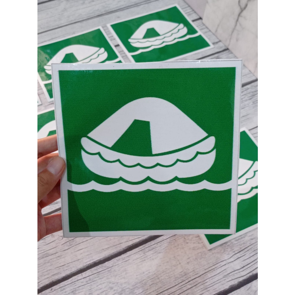 Jual Sticker SAFETY SIGN With TEXT LIFERAFT / Sticker Glow In The Dark ...