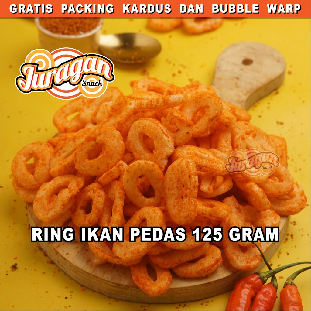 Jual KERUPUK RING IKAN PEDAS 125 gram snack kiloan makanan ringan ...