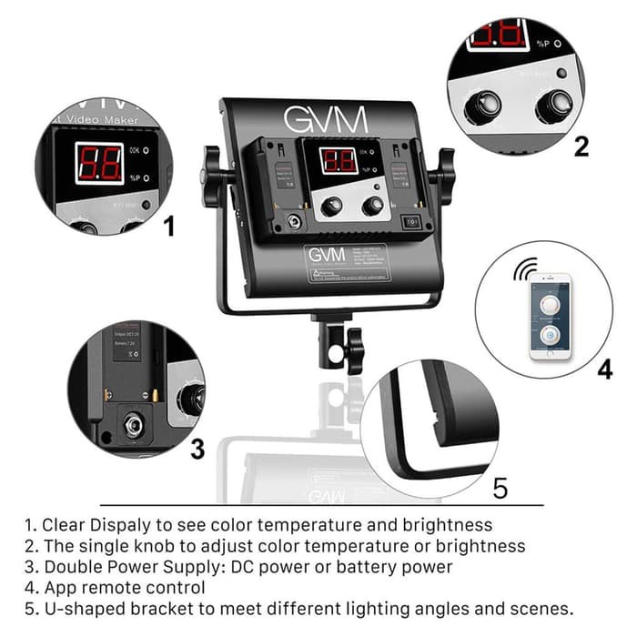 Jual Lampu Video LED Studio Vlog GVM GVM-560AS Bi-Color LED Panel LED ...