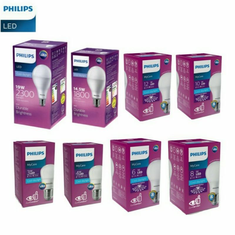 Jual PHILIPS Lampu Led Bulb MyCare 3W 4W 6W 8W 10W 12W 14.5W 19W Putih Kuning | Shopee Indonesia