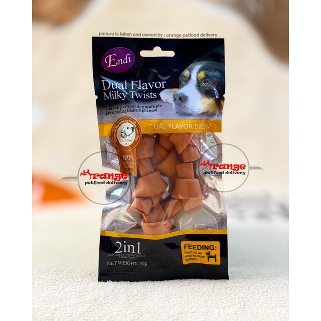 Jual endi dual flavor milky cheese 2 in 1 dental knotted bones 80 gr ...
