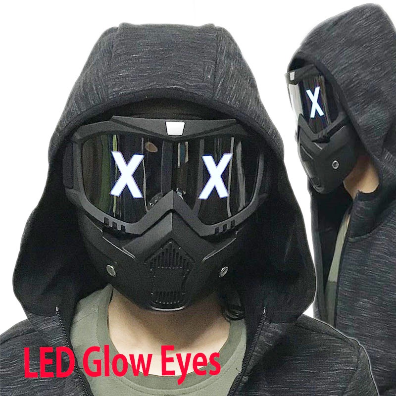 Jual Halloween LED Half Face X Glowing Eyes DIY Eyewear Mask Lights ...