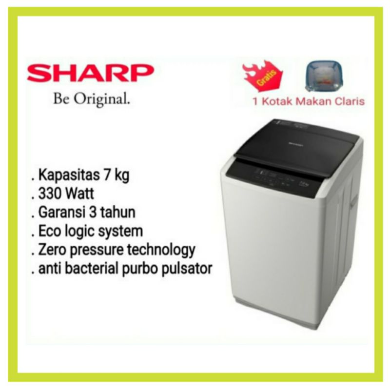 Jual Sharp Mesin Cuci ESG 876 P GY Washing Machine 1 Tabung 7 Kg 7kg ...