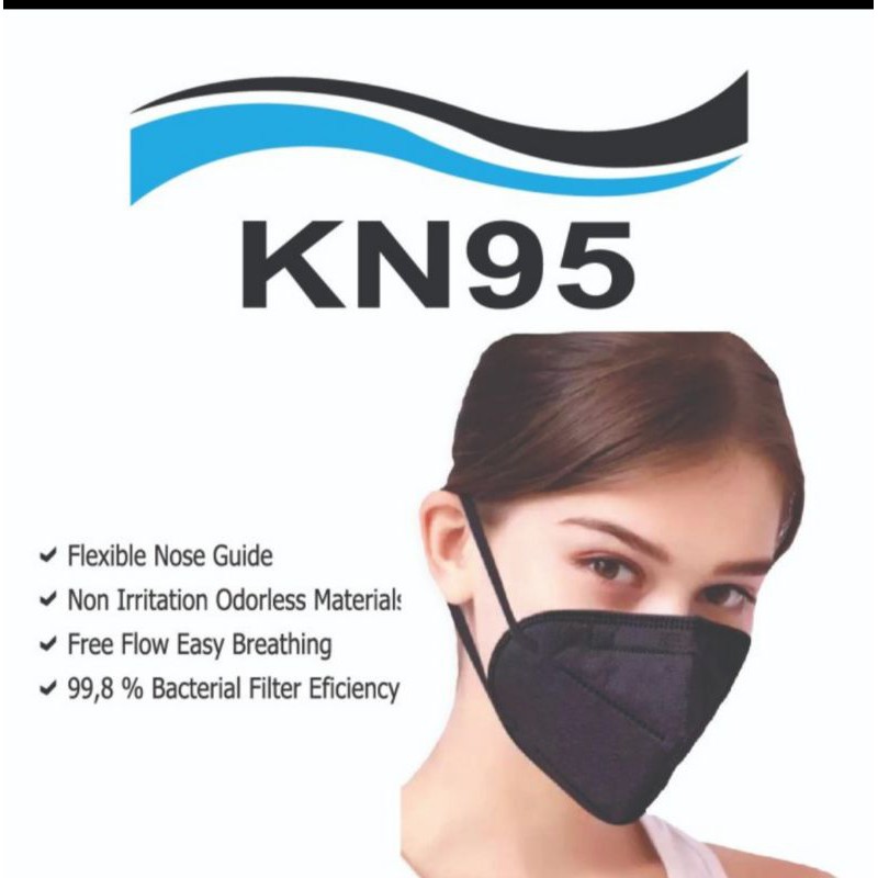 Jual Masker medis kn95 warna hitam hijab dan earloop isi 10 pcs 5 lapis ...