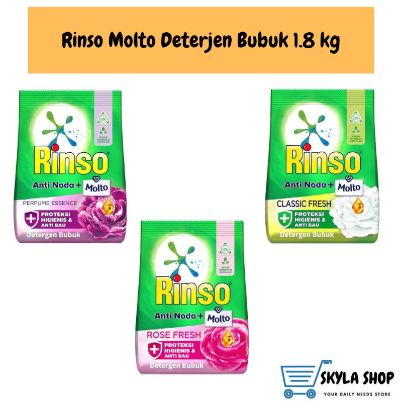 Jual Detergent Rinso Molto Deterjen bubuk 1.8 Kg | Shopee Indonesia