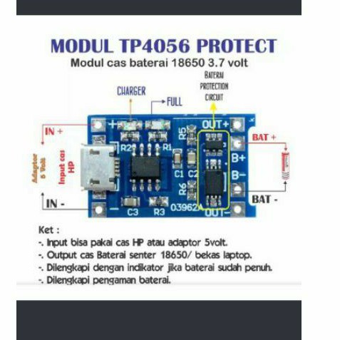 Jual modul charger tp4056 mikro usb 1A | Shopee Indonesia