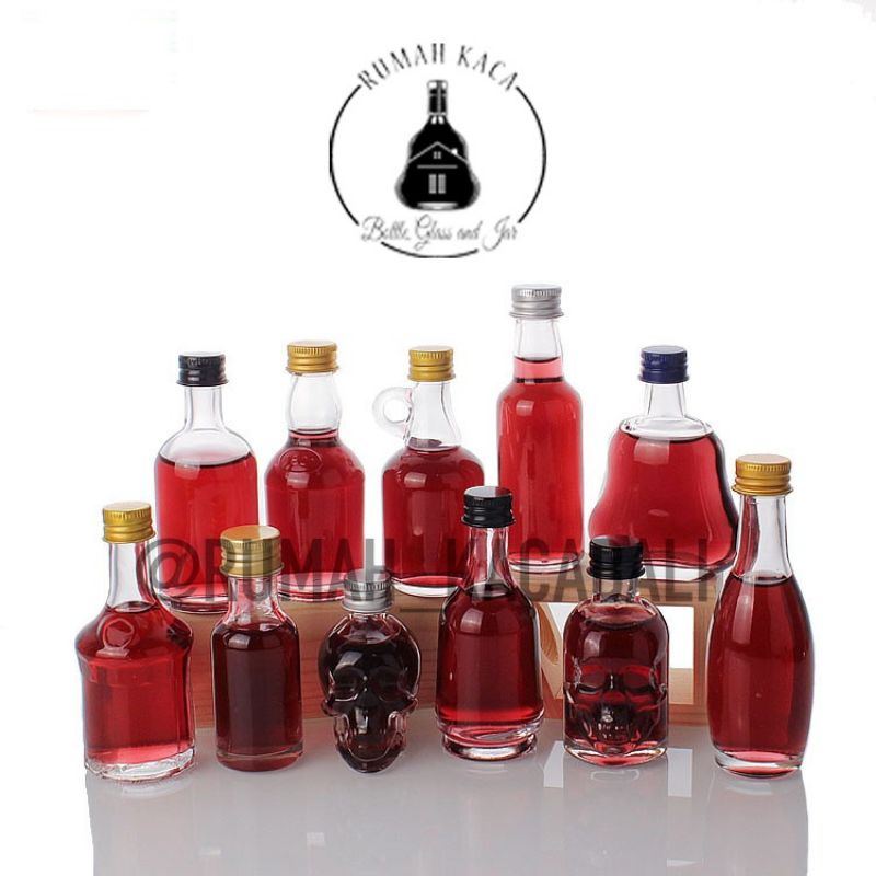 Jual Botol kaca mini bar / shot bottle / botol kaca mini 50ml | Shopee ...