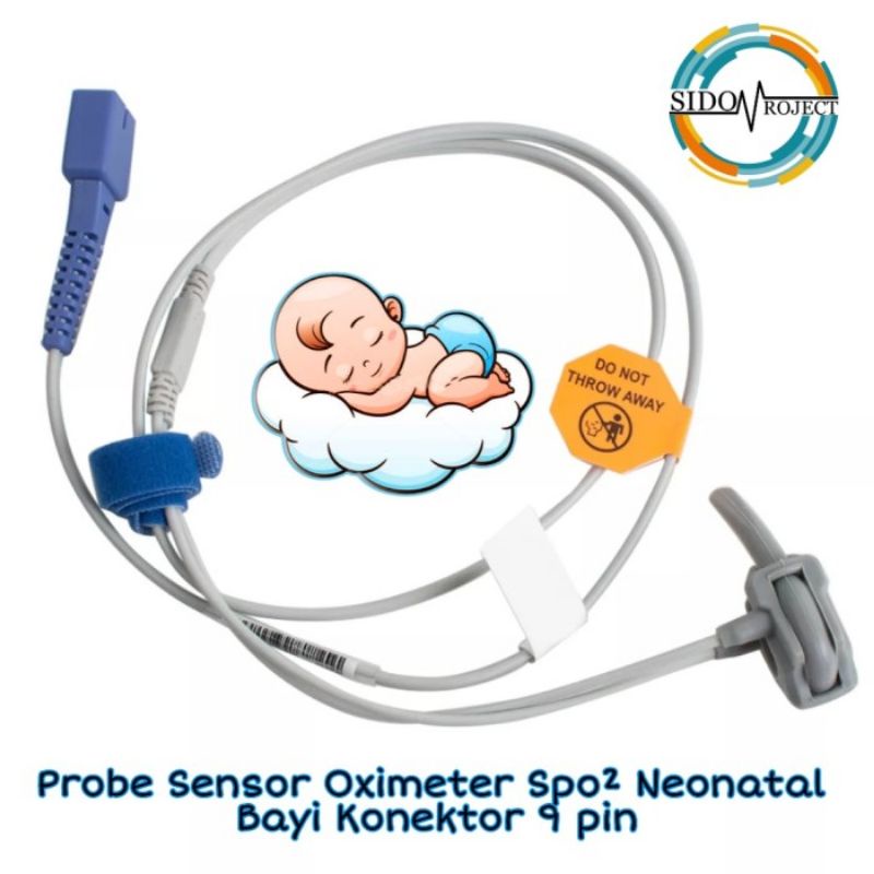 Jual Probe Sensor Oximeter Neonatal Bayi 9 Pin Nellcor Spo2 Heart rate ...