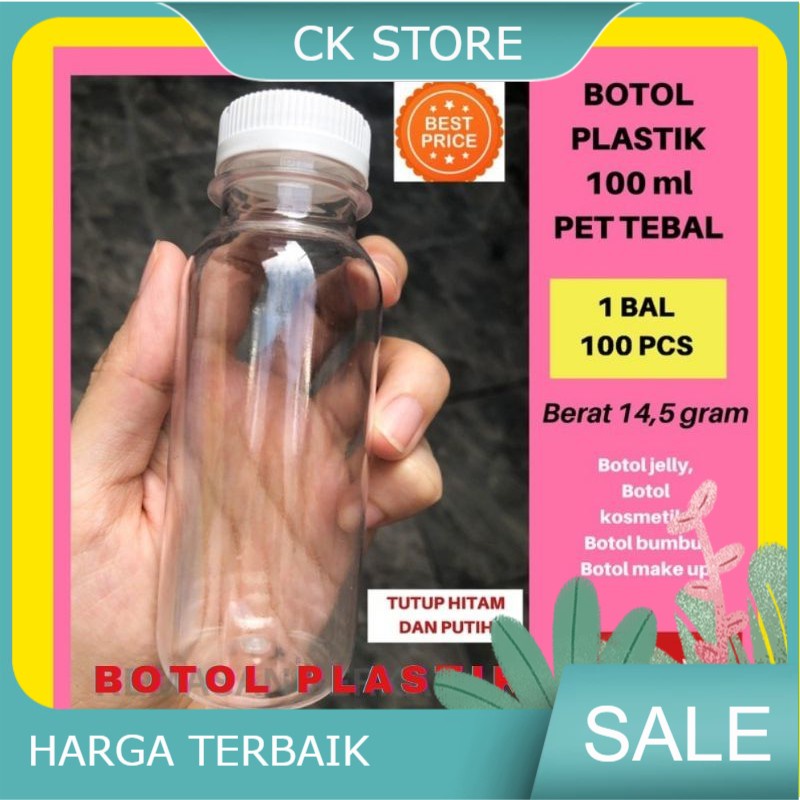 Jual Botol plastik 100mL Food Grade tutup putih TEBAL ( Botol Jelly ) | Shopee Indonesia