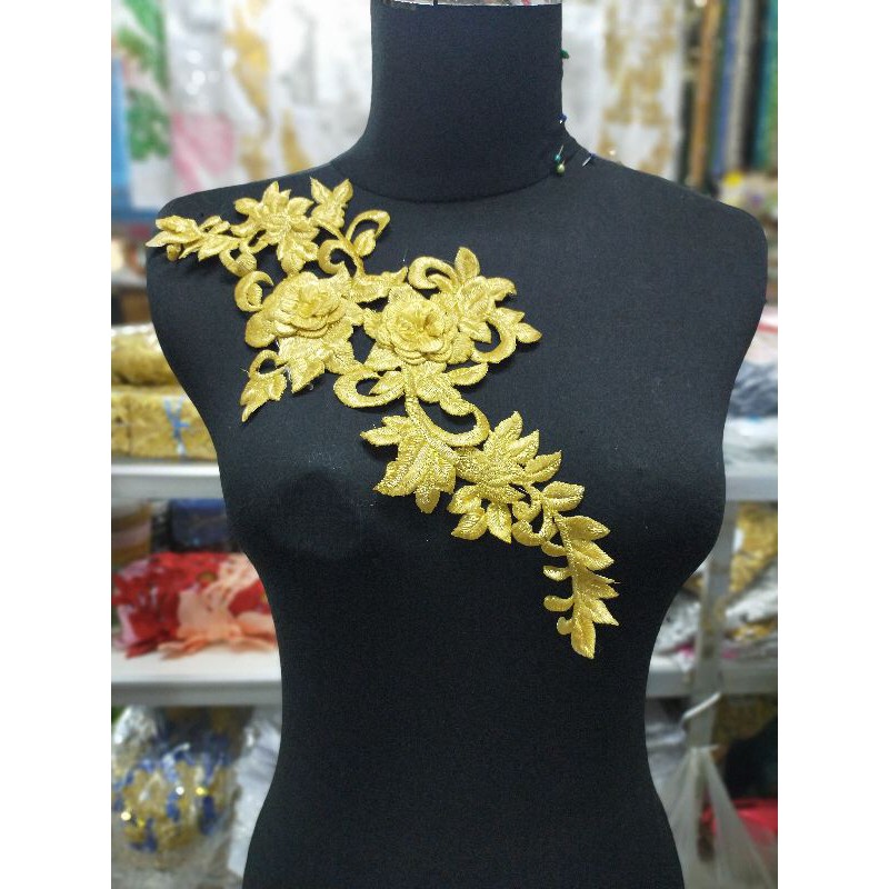 Jual Renda Bordir 2 Bunga Tabur patch Baju | Shopee Indonesia