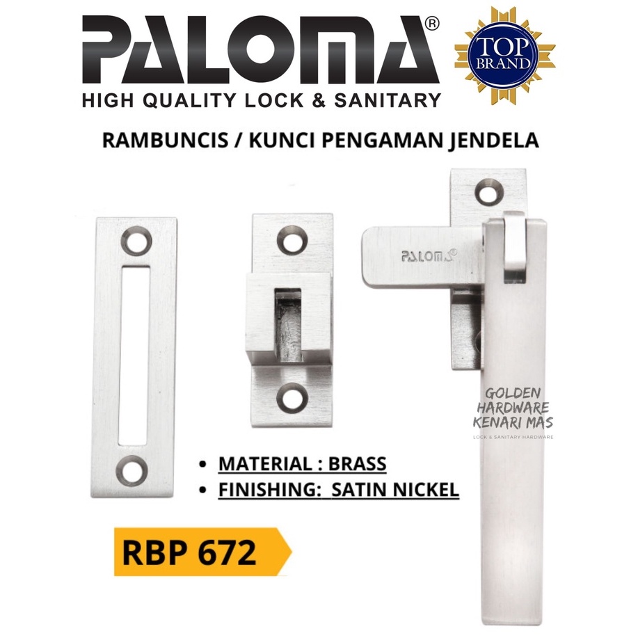 Jual PALOMA RBP 672 Slot Kunci Jendela Tarik Futuro Satin Nickel ...