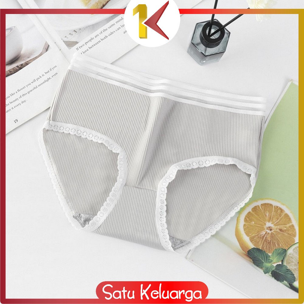 Jual SK-P127 Celana Dalam Wanita Renda Motif Garis Polos CD Wanita Anti ...