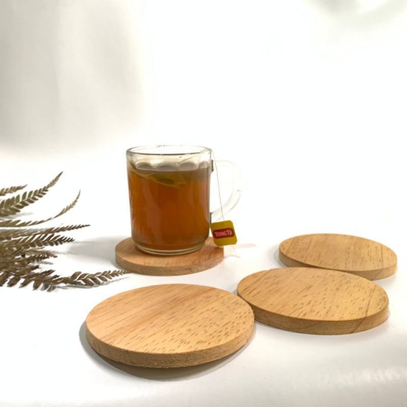 Jual Teak wooden Coaster 10 Cm tatakan gelas kopi cangkir mug kayu jati ...