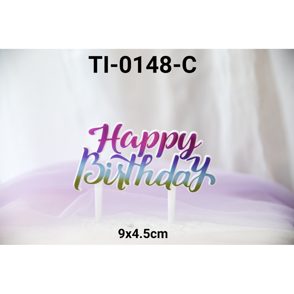 Jual TI-0148-C Cake Topper Hiasan Kue Tulisan Happy Birthday Rainbow yamama baking | Shopee ...