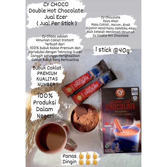 Jual 40G CY DOUBLE HOT CHOCOLATE ECER MINUMAN COKLAT INSTANT CY CHOCO ...