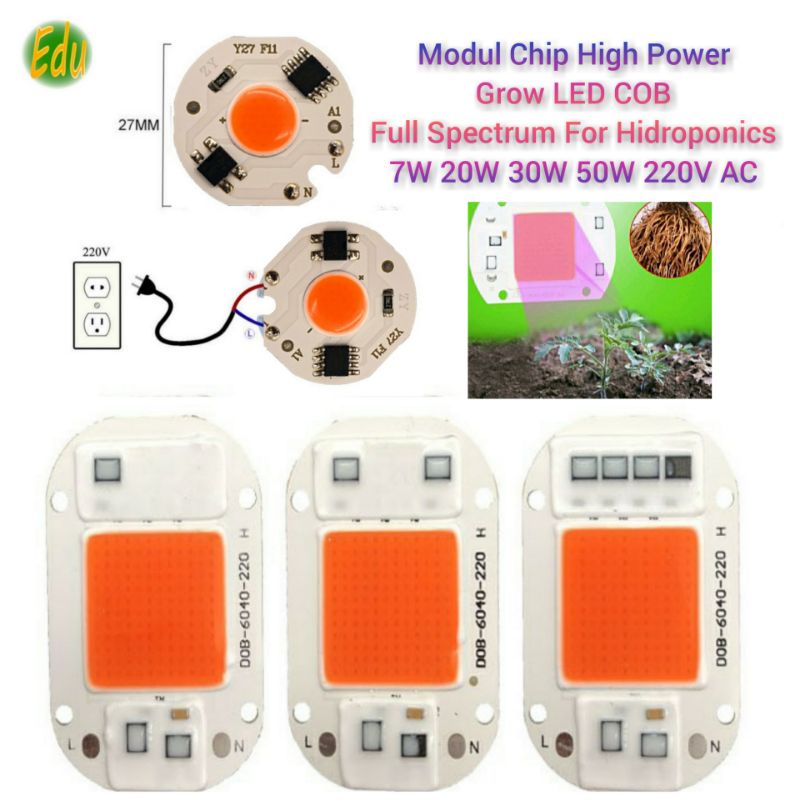 Jual Modul Lampu Sorot High Power Grow LED Full Spectrum Pink Chip COB ...