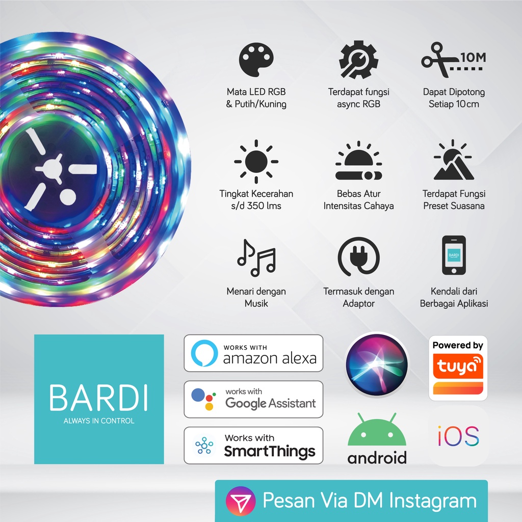 Jual BARDI LED Flowing Strip 5M with Adaptor | Shopee Indonesia