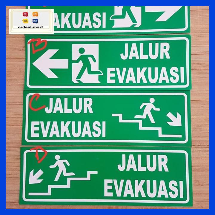 Jual 6Rtiut7- Sign Label Sticker Jalur Evakuasi Tangga Kiri Kanan ...
