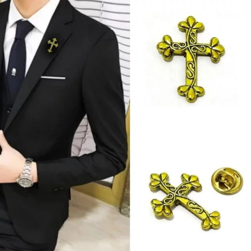 Jual Metal Gold Infinity Cross Pin Bros Jas Kameja Jaket Tuxedo Mens ...