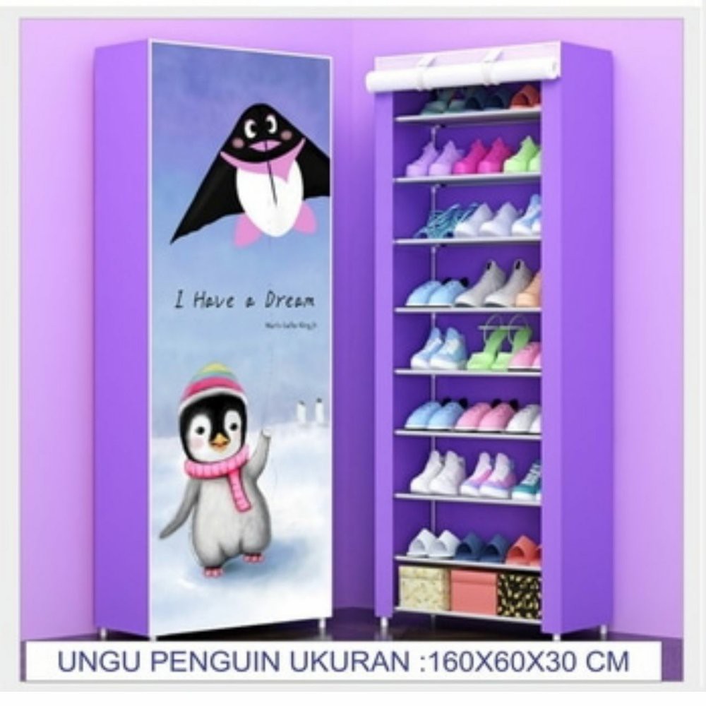 Jual Rak Sepatu Wallpaper Ungu Penguin | Shopee Indonesia