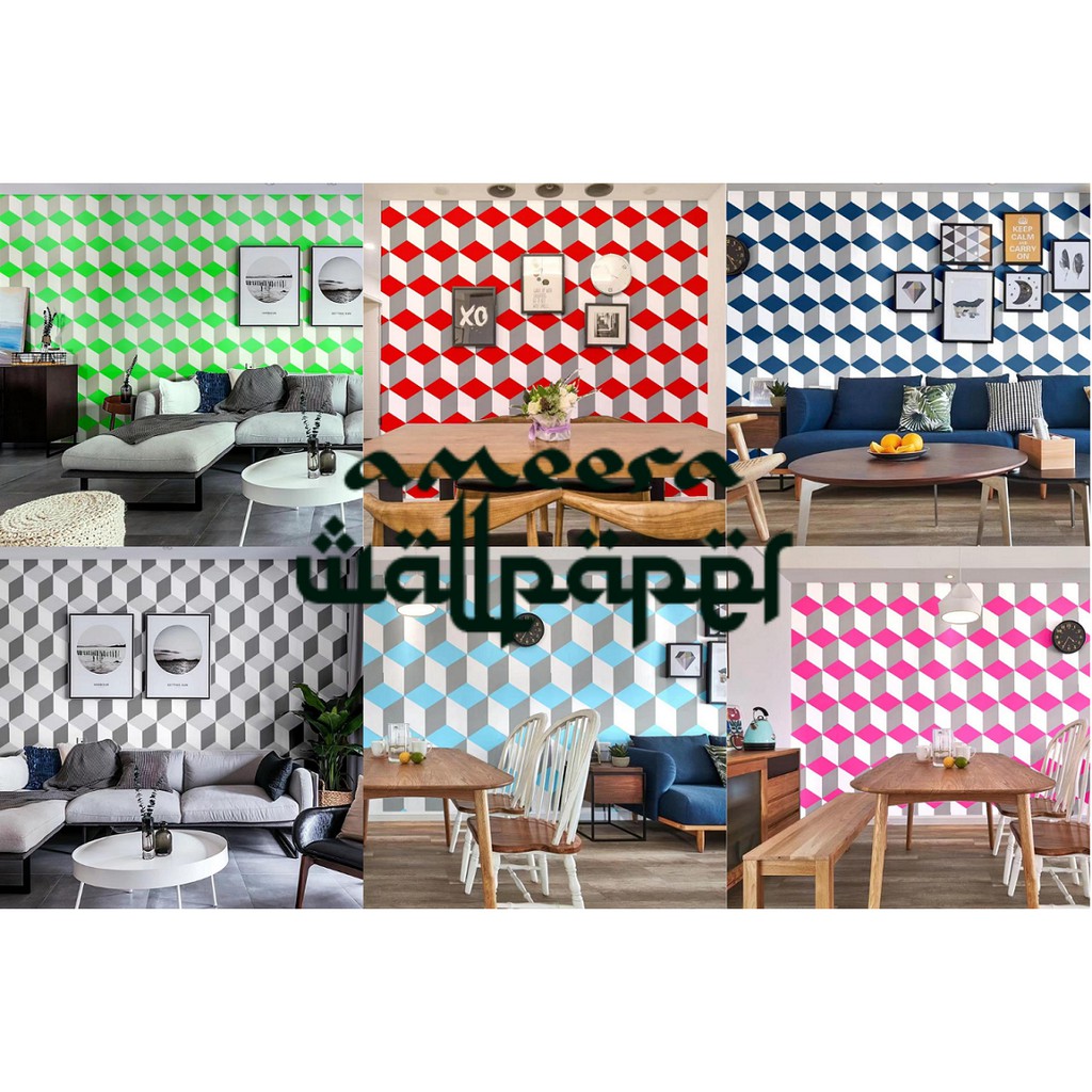 Jual Wallpaper Dinding Motif Kubus Panjang 10meter dan lebar 45cm ...