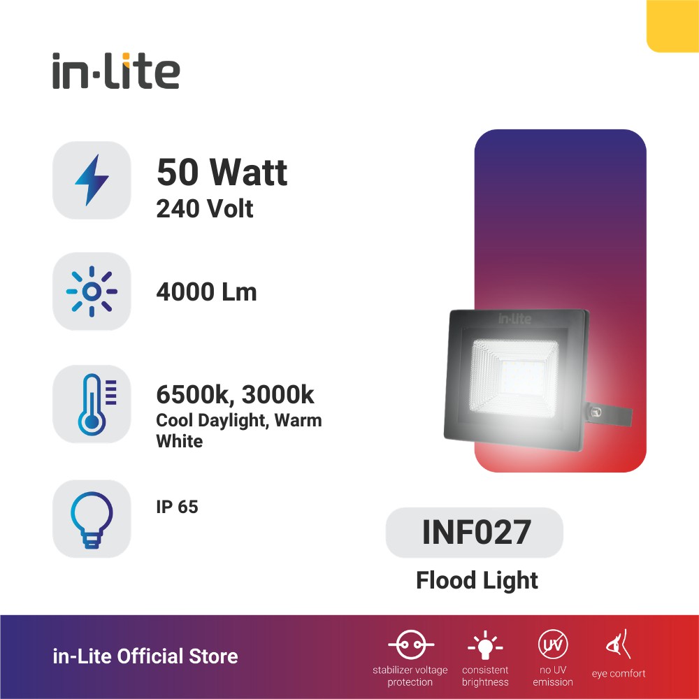 Jual InLite LED Lampu Sorot Flood Light Outdoor INF027 10-100 watt | Shopee Indonesia