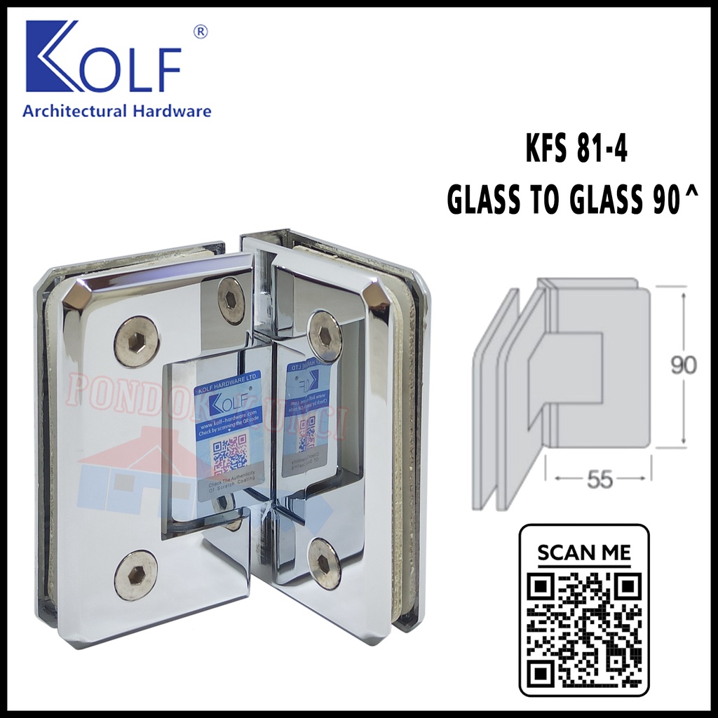 Jual Engsel Shower Kolf KFS81-4 Shower Hinge Glass To Glass 90 Derajat ...