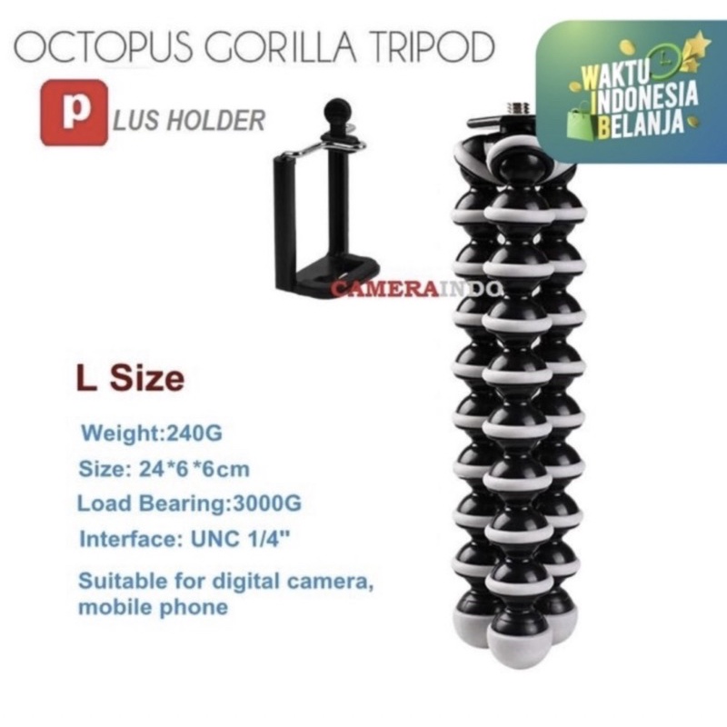 Jual Tripod Hp Kamera Gorilla Pod M/L With Holder Stand Hp U Flexble | Shopee Indonesia