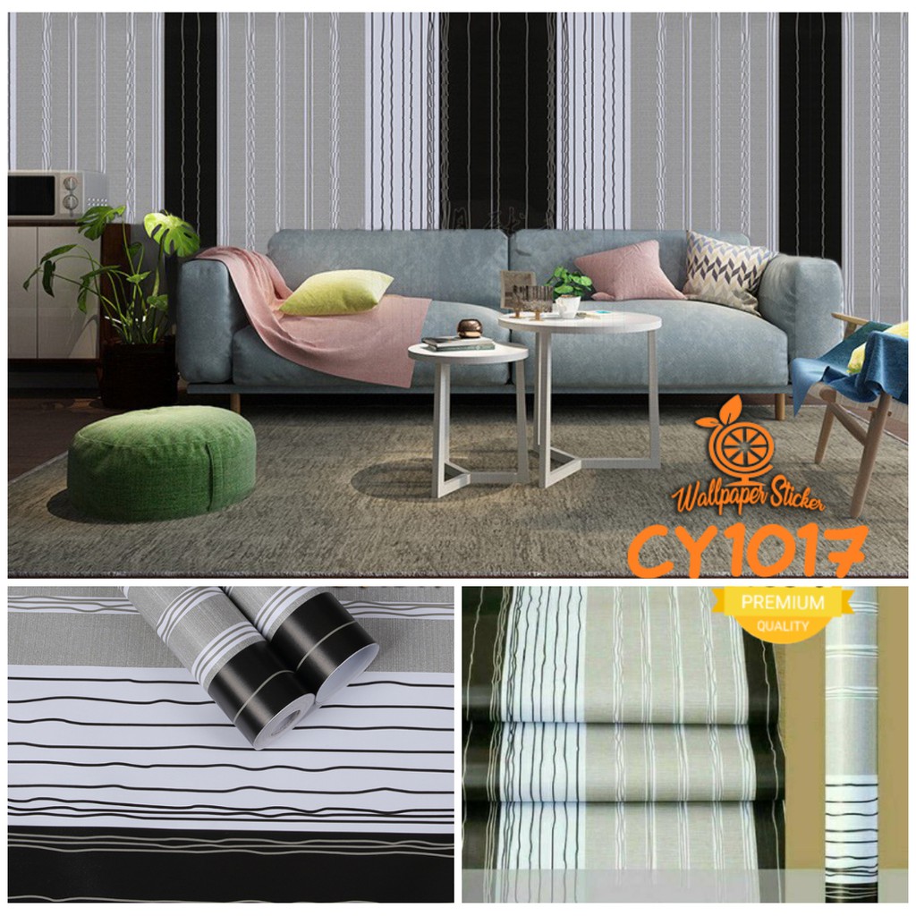 Jual Wallpaper Stiker Salur Hitam Stiker Dinding Ukuran 45 cm x 8 meter Wallstiker Motif Salur ...