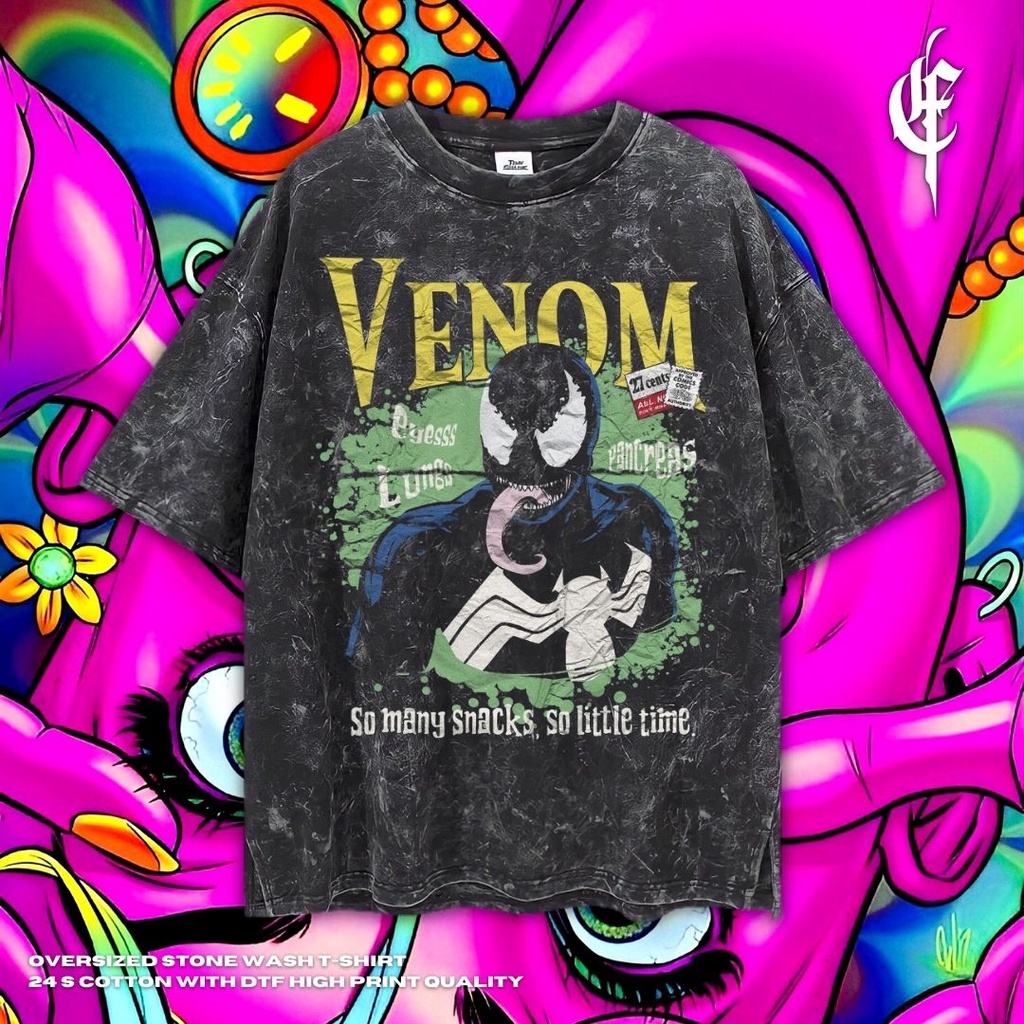 Jual Psycho Crucify "Venom So Many Snacks, So Little Time" Oversized T ...